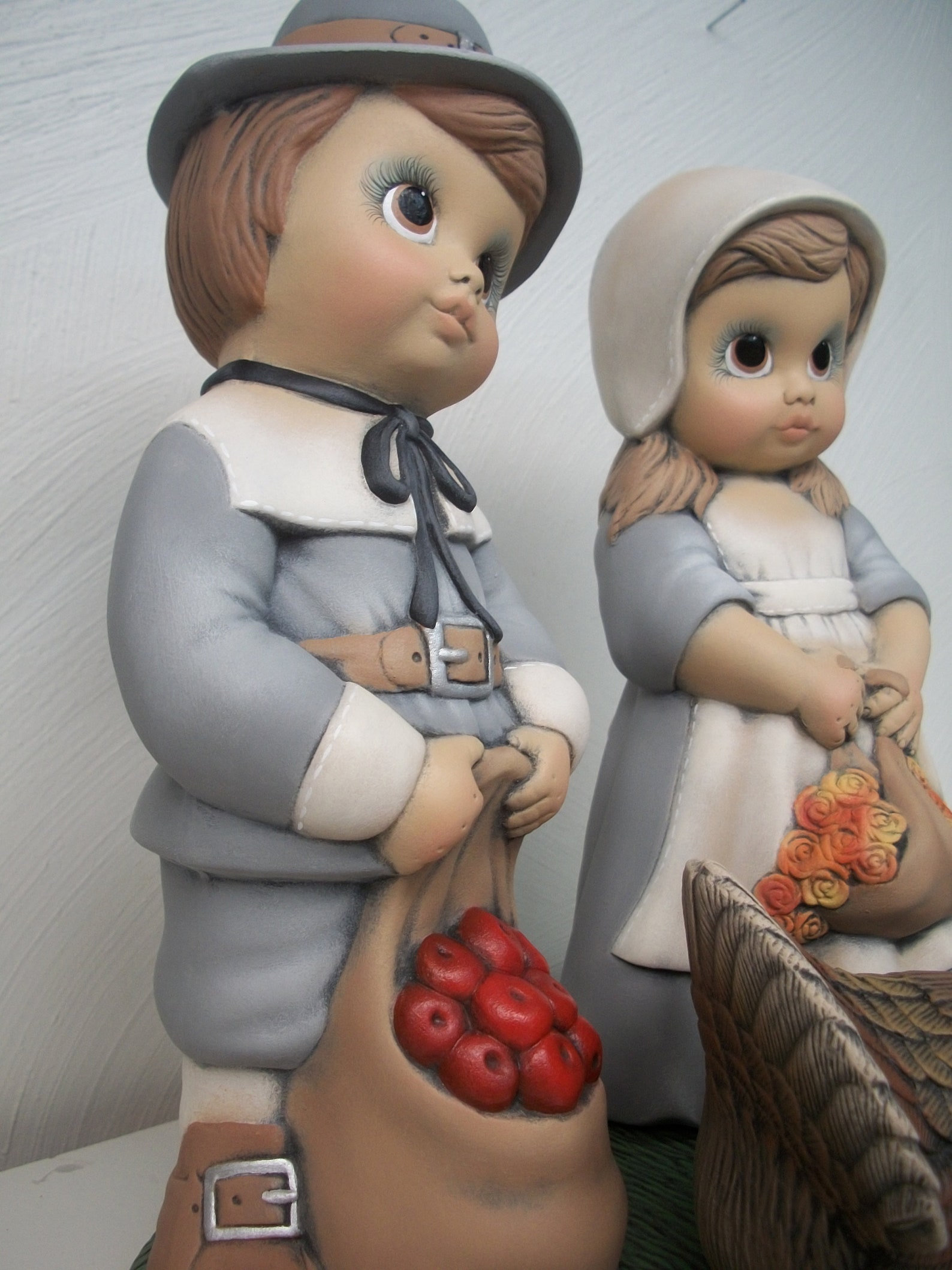 Ceramic Thanksgiving Pilgrims,turkey Complete Set Thanksgiving ...
