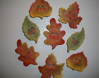 Ceramic Fall Leaf Refrigerator Magnets Set of | Etsy