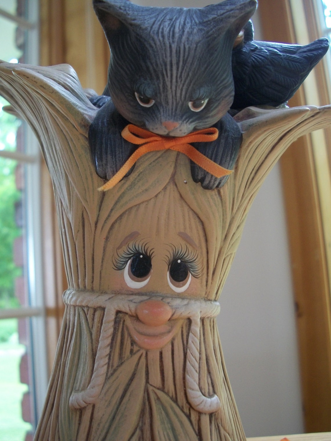 Ceramic Halloween Fall Corn Shock With Halloween Kitty and Crow - Etsy