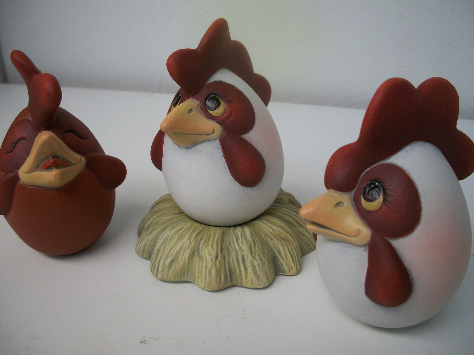 Ceramic Chicken Egg Character Egg- Pressions Chickens Set of 3,country ...