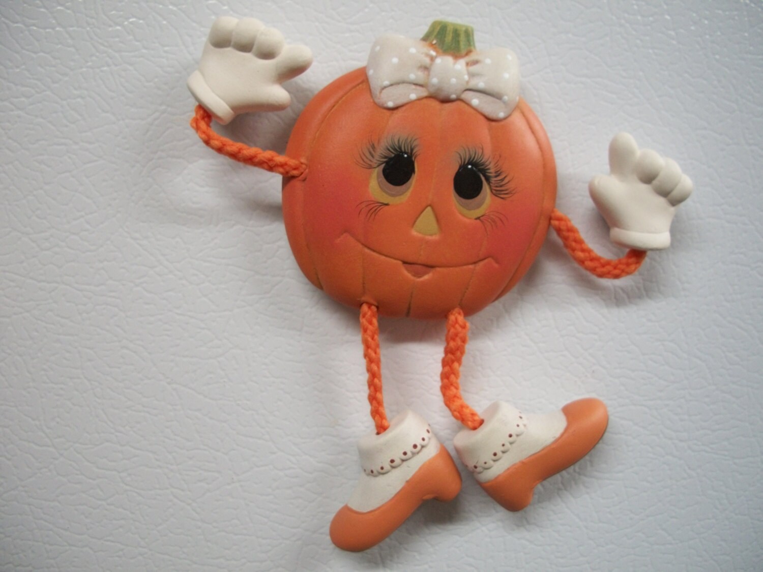 Ceramic Halloween,fall Pumpkin Lady Poseable Refrigerator Magnet ...