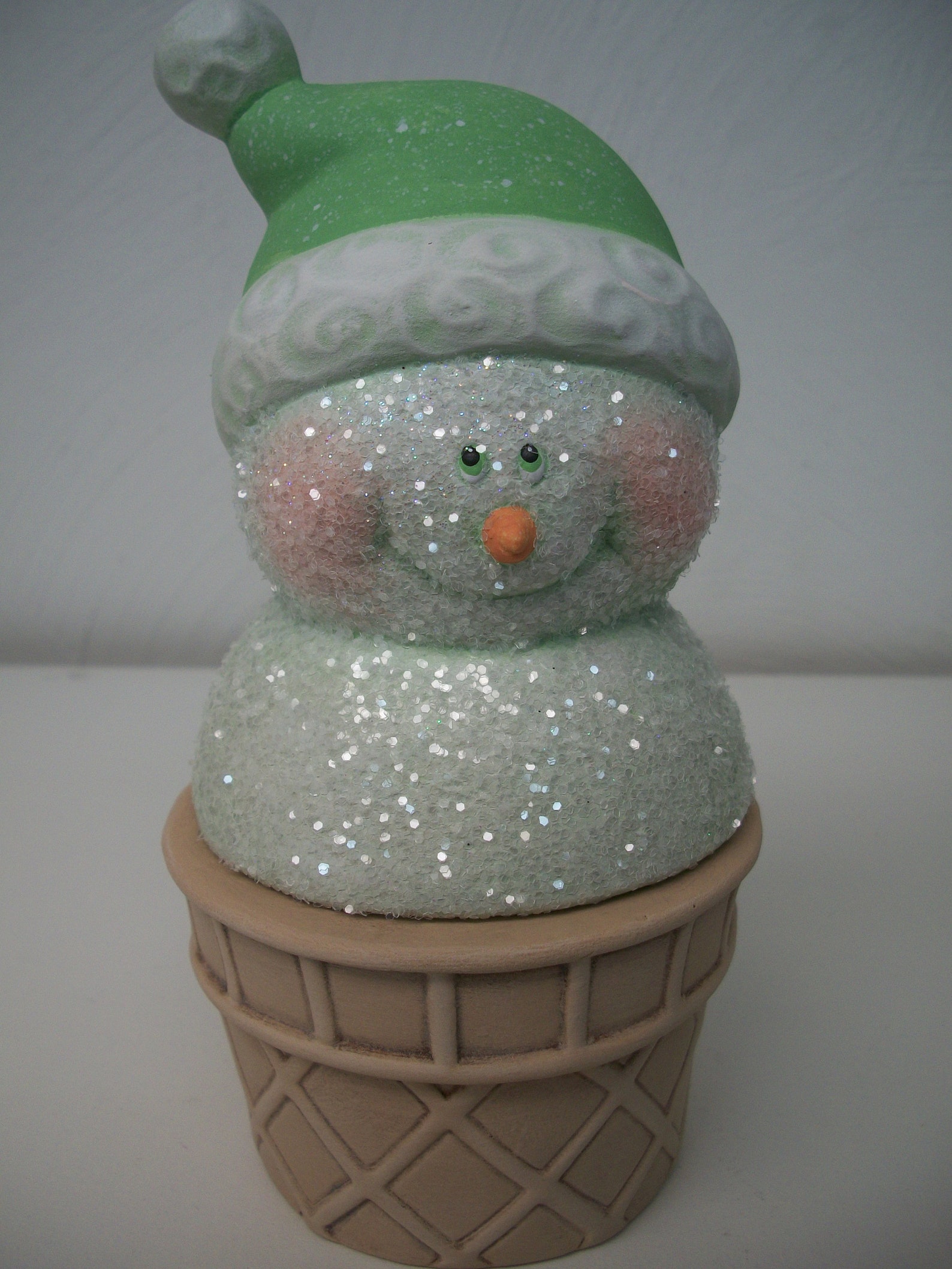 Ceramic Christmas Snowman Ice Cream Cone Container - Etsy