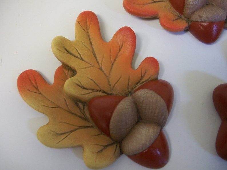 Ceramic Refrigerator Magnets Fall Leaves Acorns Set of - Etsy