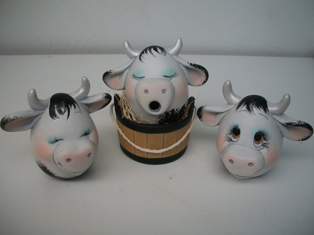 Ceramic Cow Character Ceramic Egg -pressions Set of 3 - Etsy