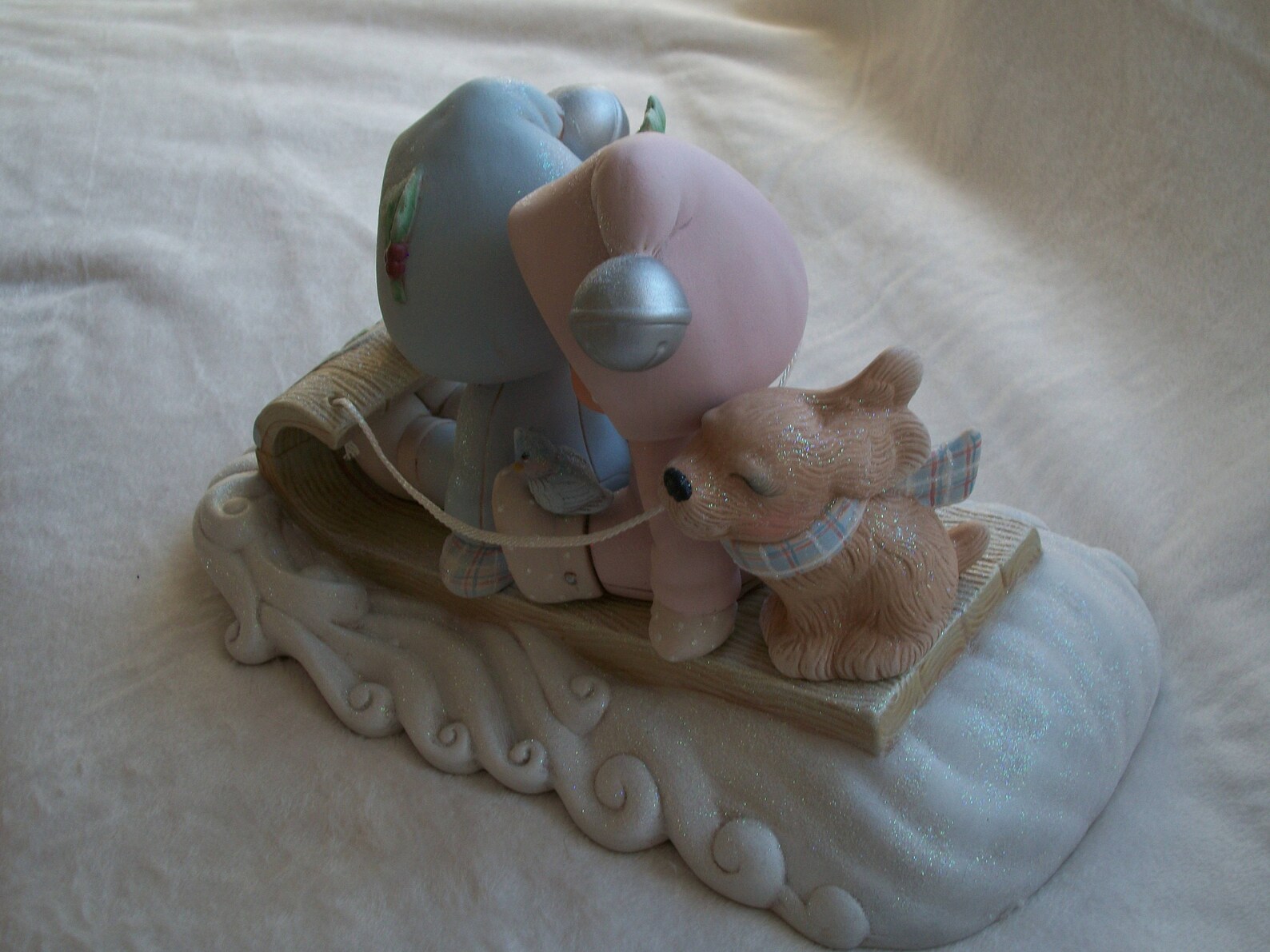 Ceramic Christmas Decoration Snow Tots and Puppy Tobogganing - Etsy