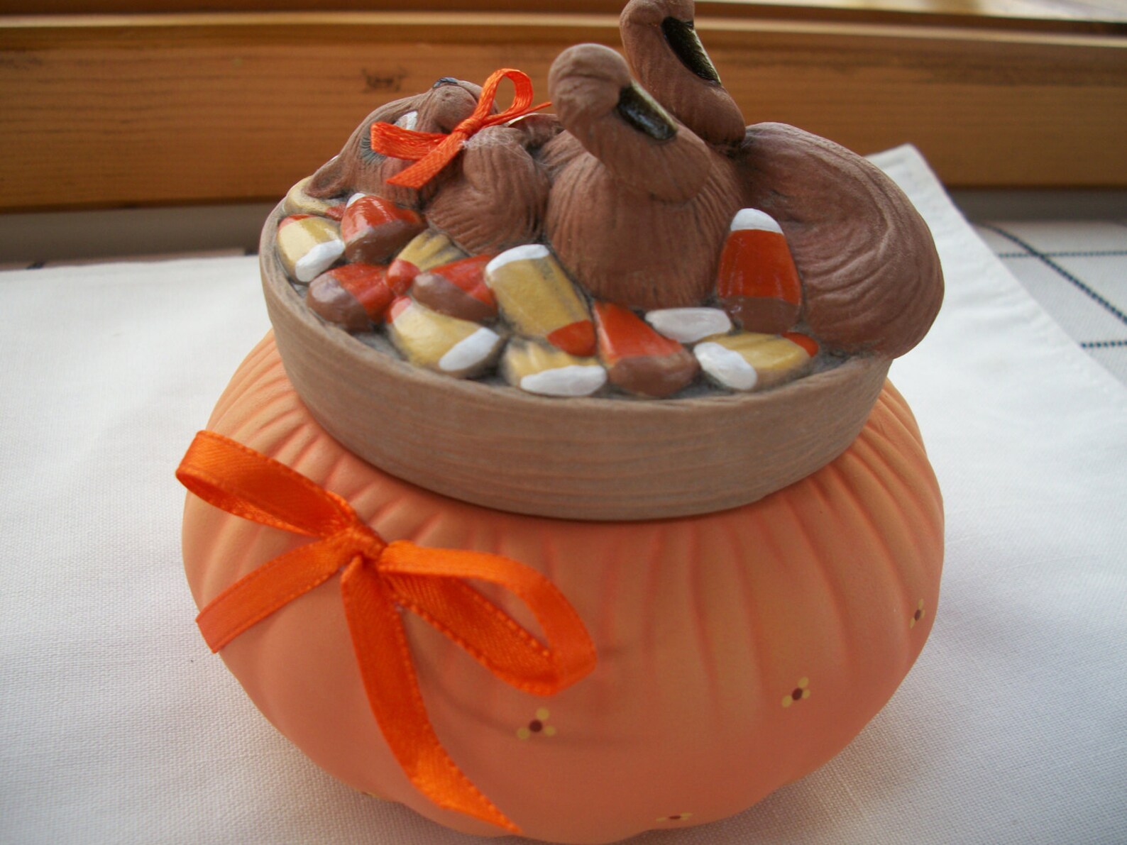 Ceramic Squirrel Candy Corn Candy Dish Halloween Decoration - Etsy