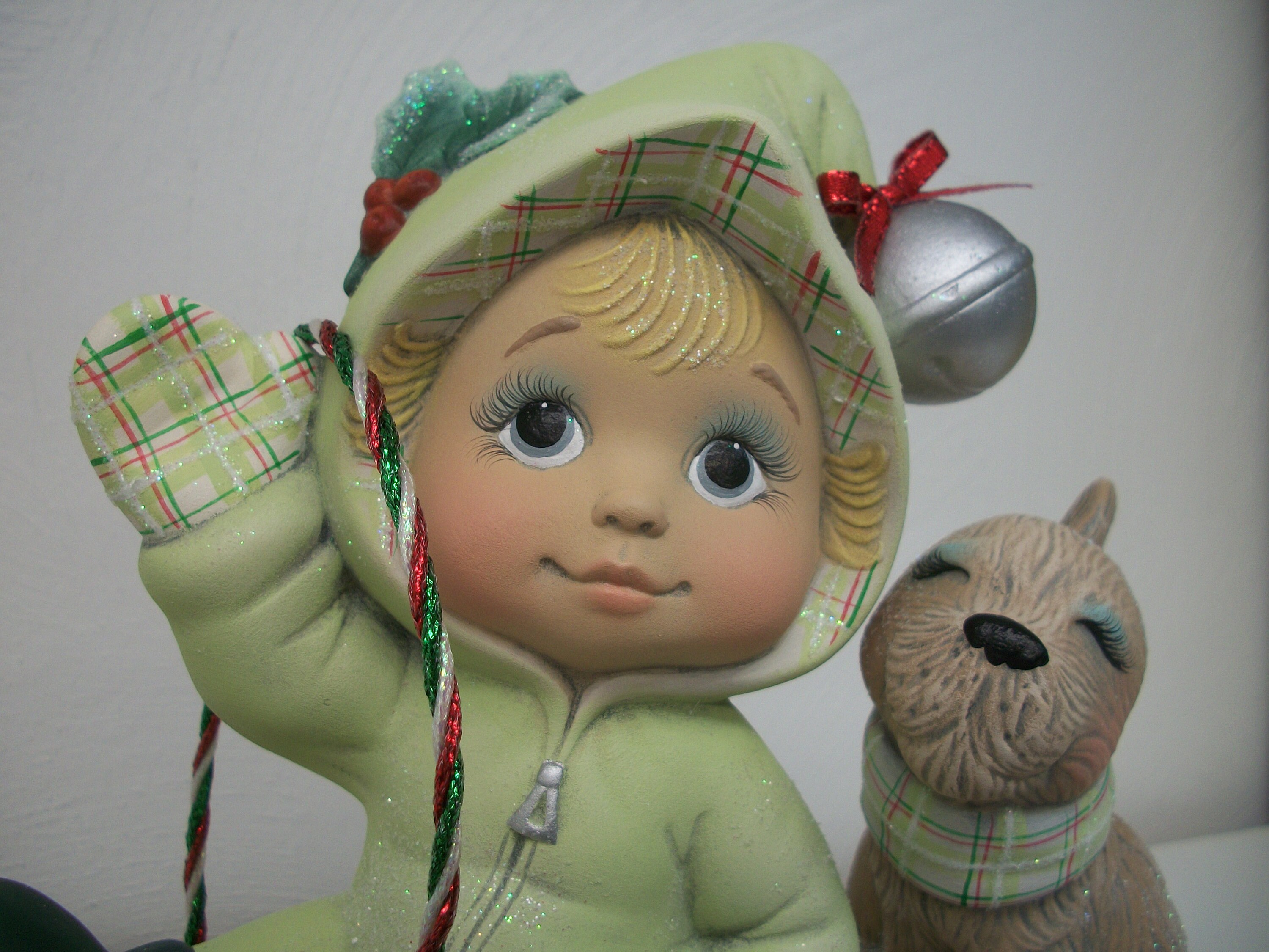 Ceramic Christmas Sweet Tot and Puppy on Sled Christmas | Etsy