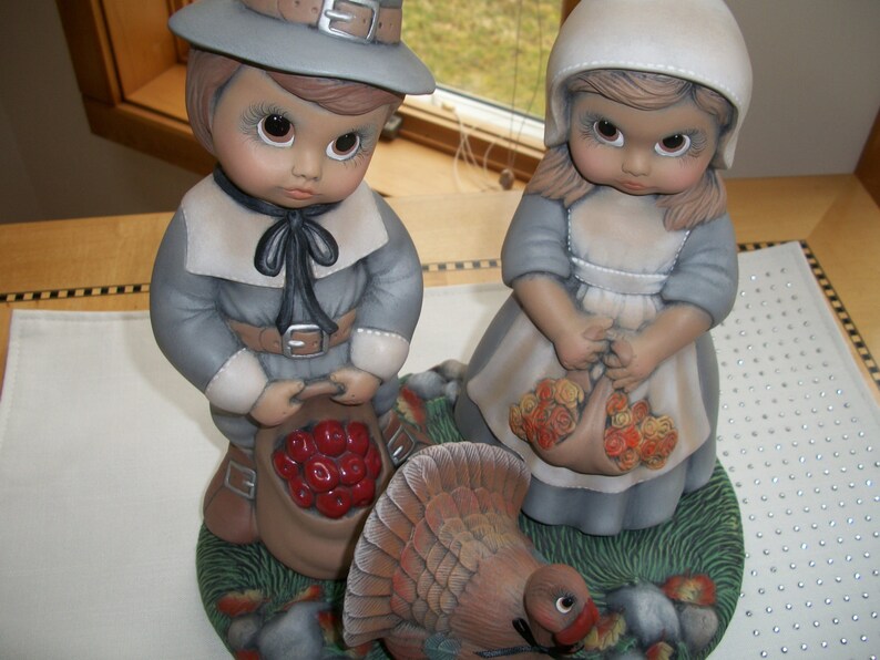 Ceramic Thanksgiving Pilgrims,turkey Complete Set Thanksgiving ...