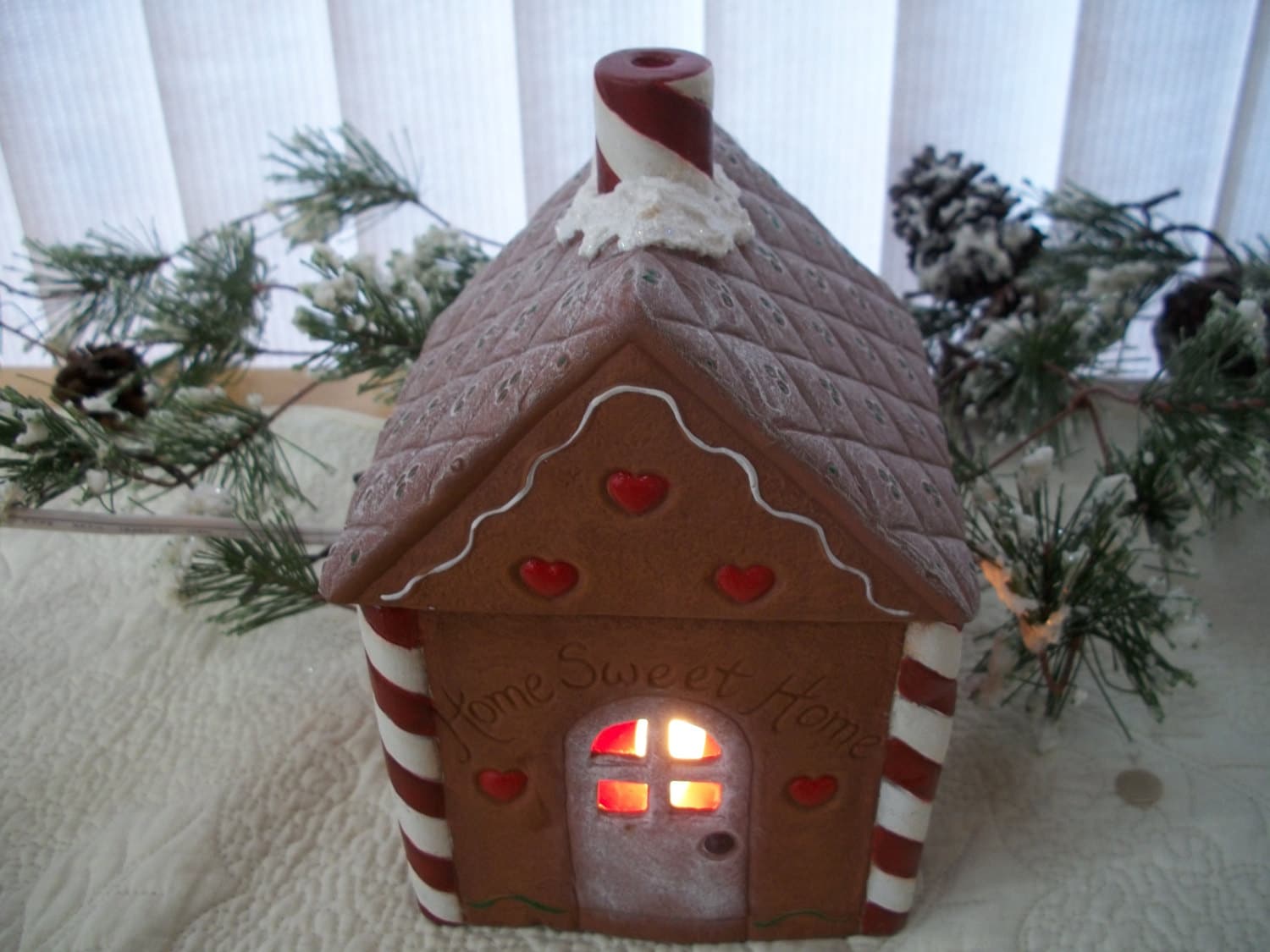 Ceramic gingerbread house Christmas decoration lighted | Etsy