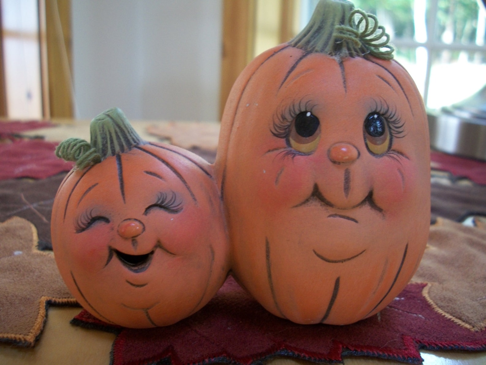 Ceramic Double Pumpkin Halloween, Fall ,autumn Decoration - Etsy
