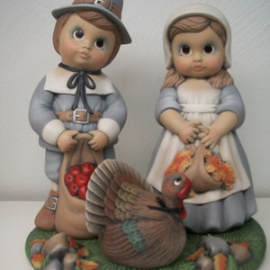Ceramic Thanksgiving Pilgrims,turkey Complete Set Thanksgiving ...