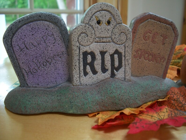 Ceramic Halloween Tombstone Set Graveyard Scene Set to 3 - Etsy
