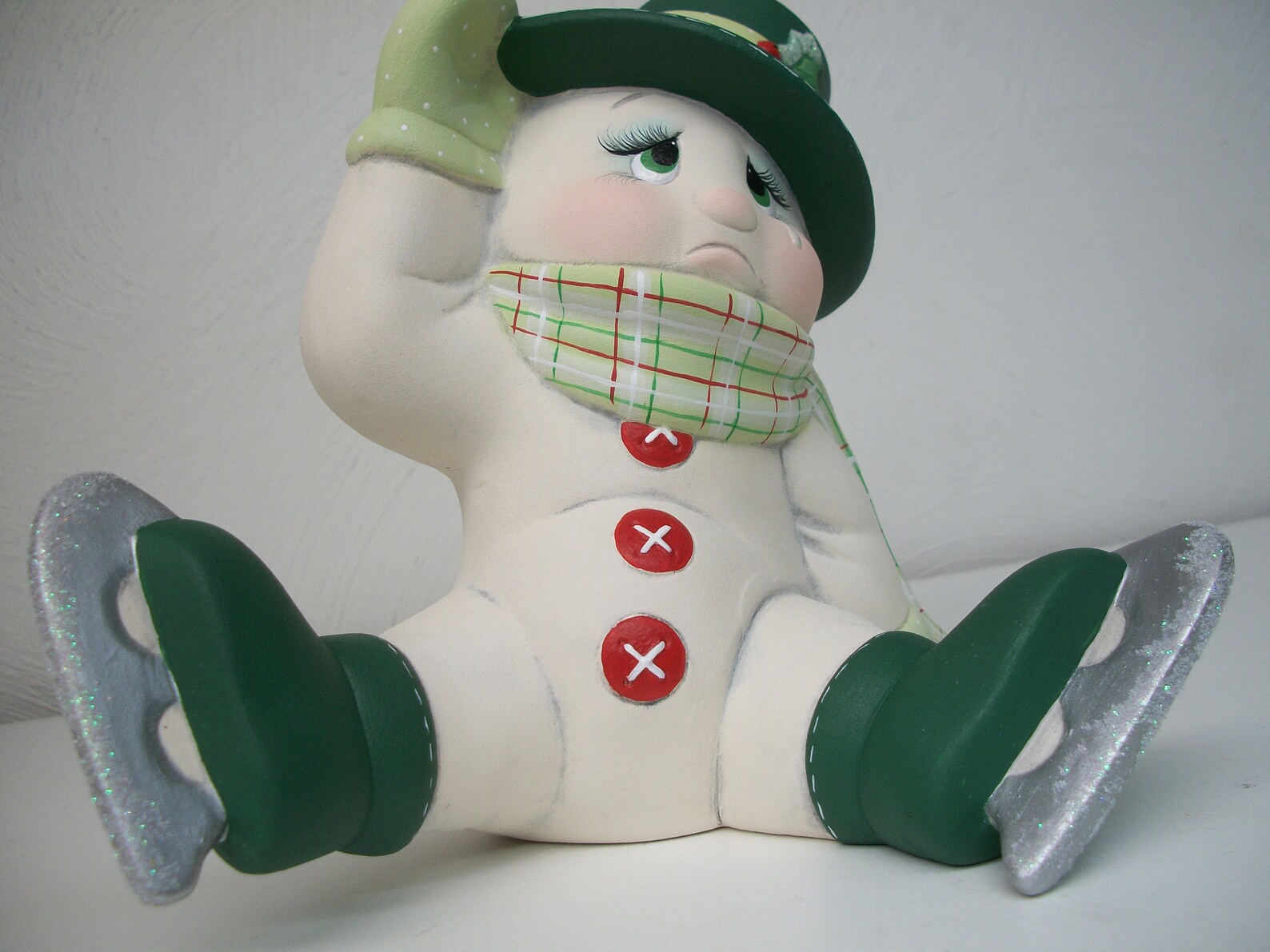 Ceramic Snowman Crying Ice Skater Christmas Decoration - Etsy