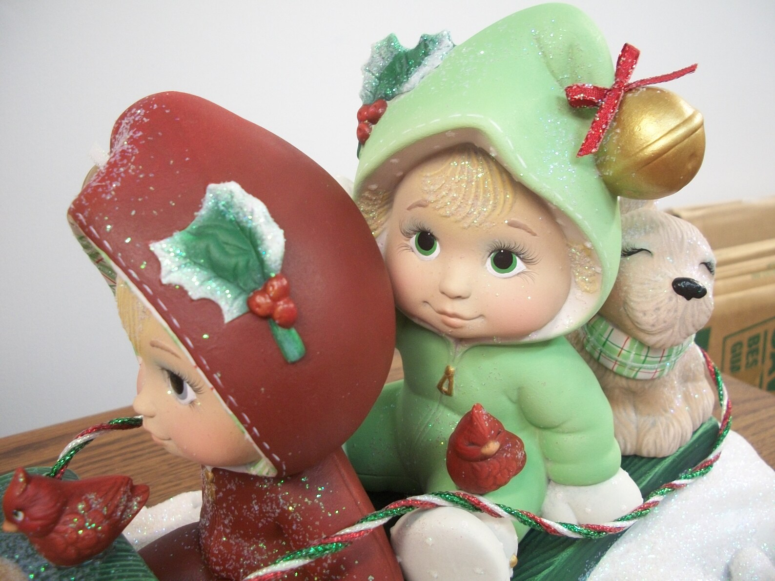 Ceramic Christmas Decoration Snow Tots and Puppy Tobogganing - Etsy