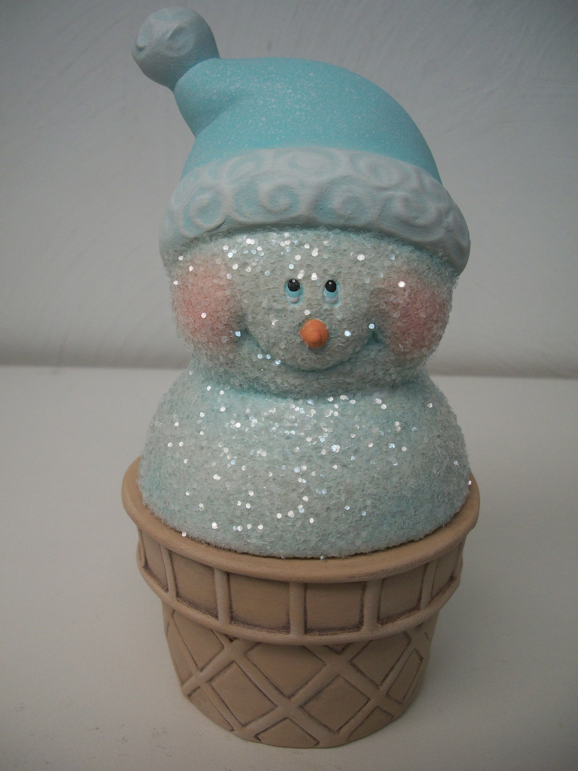 Ceramic Christmas Snowman Ice Cream Cone Container - Etsy
