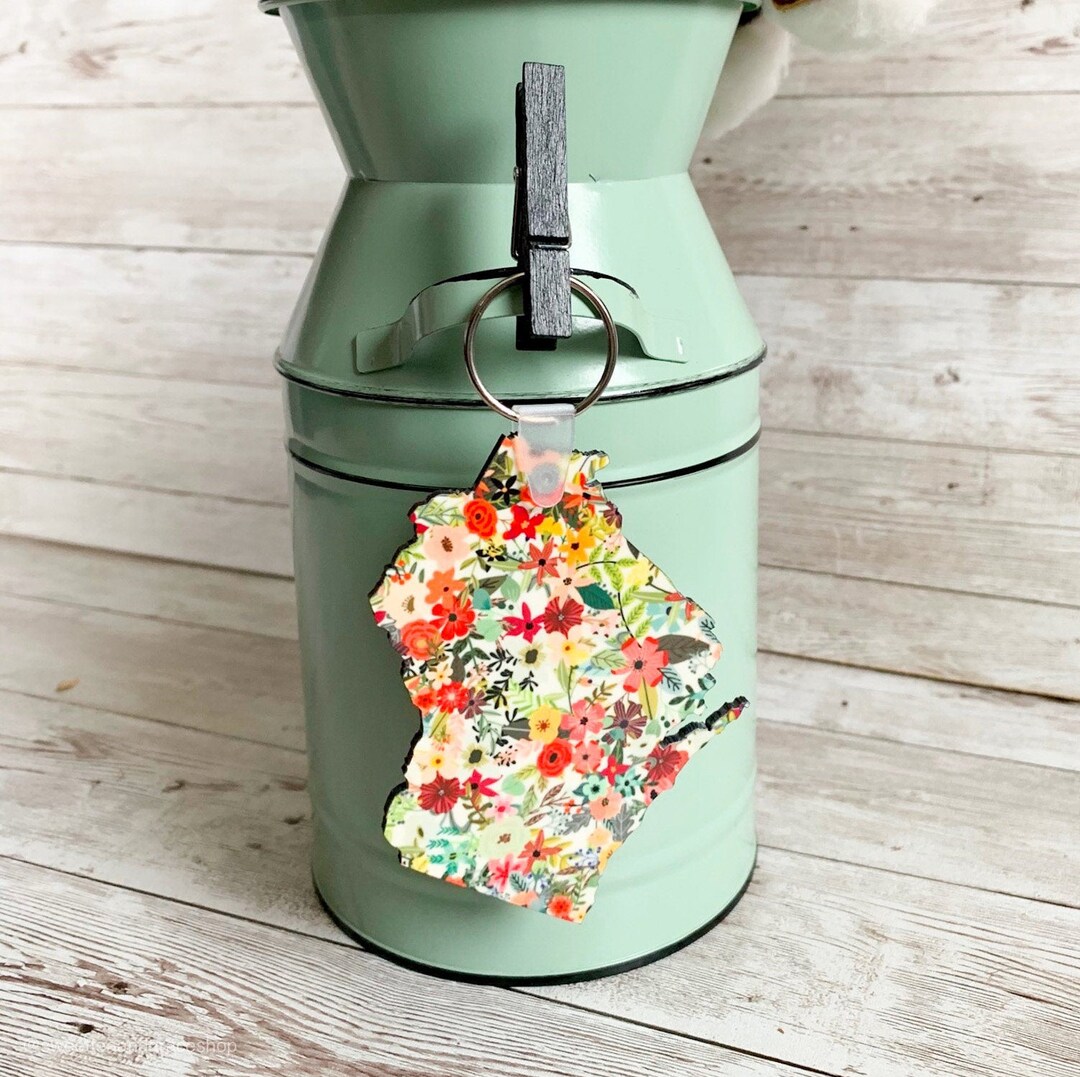 Wisconsin Floral Keychain - Etsy