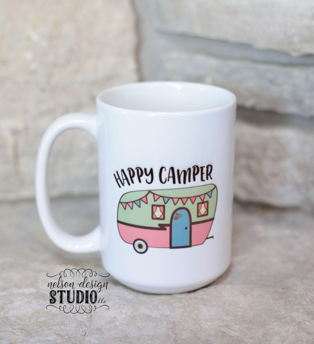 Coffee Cup, Mug, Happy Camper, Camping, Explore, Outdoors, Birthday ...