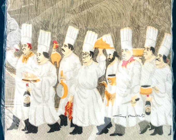 Guy Buffet Napkin Rings - Set of 4 - Painted Metal Figural Chef Napkin ...