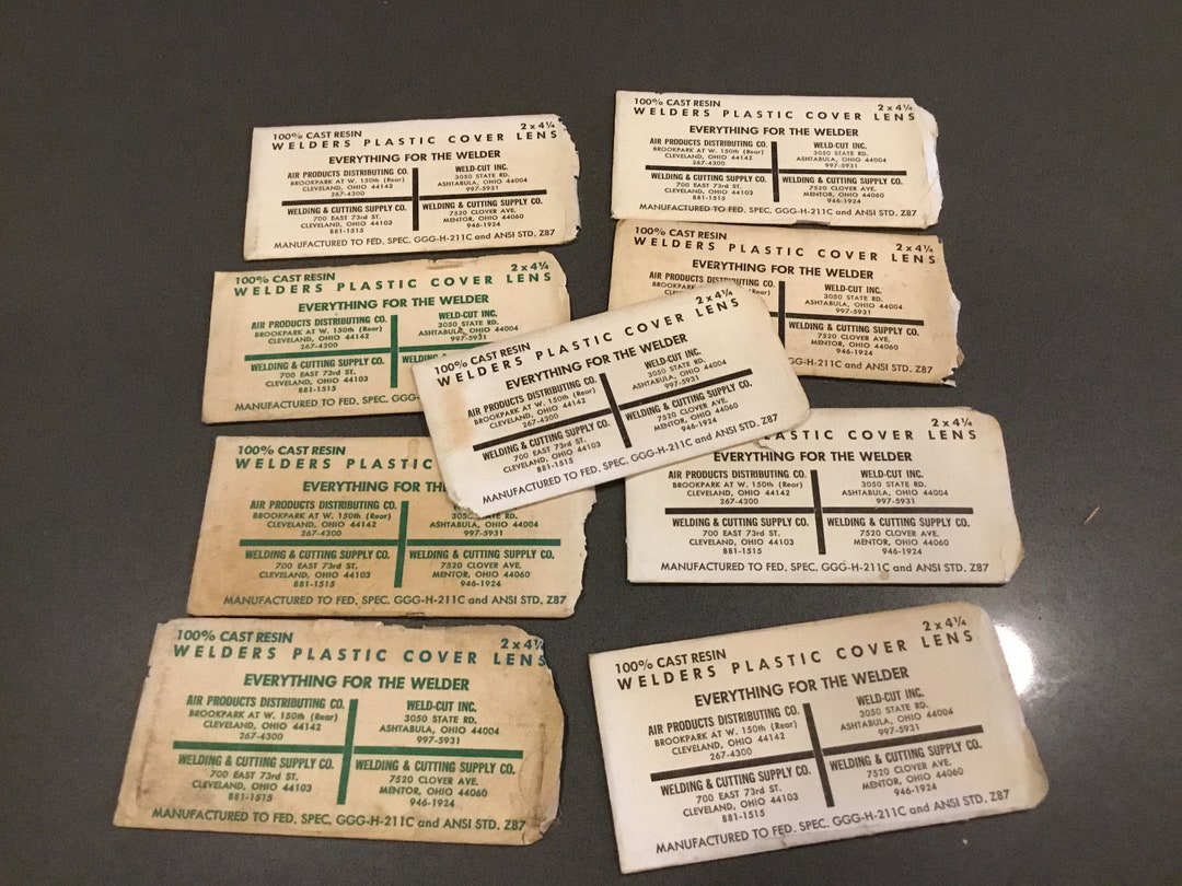 Vintage Welders Plastic Cover Lens Set of 9 Clear, 100% Cast Resin 2x4 ...