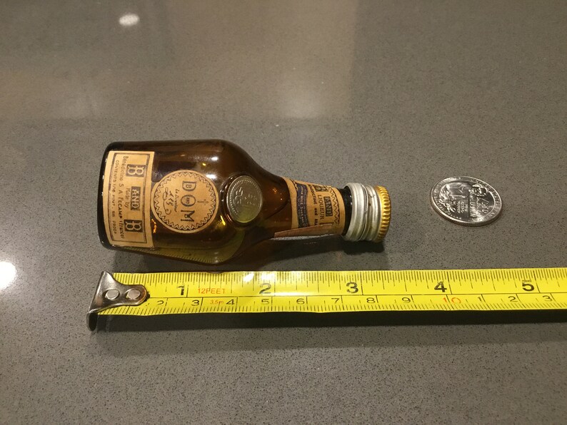 Vintage Mini DOM Liqueur Amber Glass Bottle, Airplane Mini DOM Bottle ...
