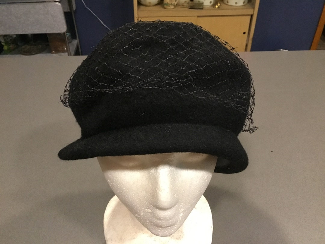 1940s Wool Cloche Hat – Black Netted Bucket Hat, NOS - Etsy