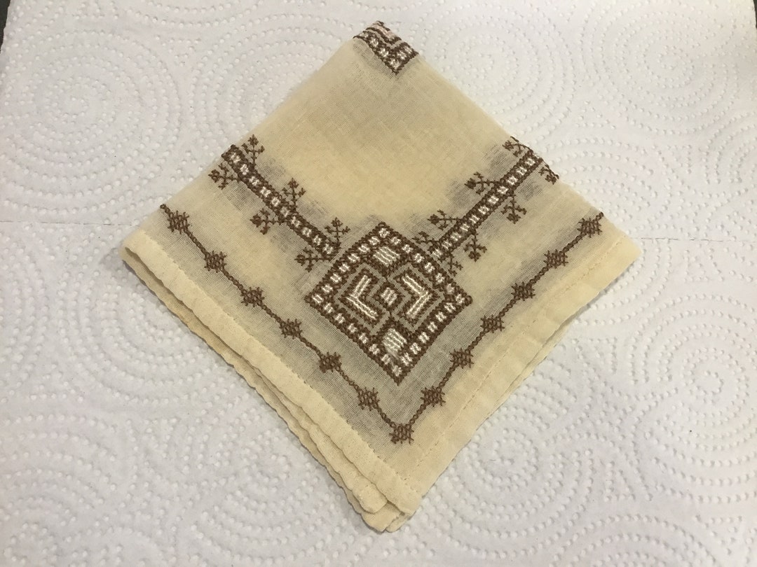 Vintage 1920s Hankie Hand Embroidered & Stitched Fancy Handmade Sheer ...