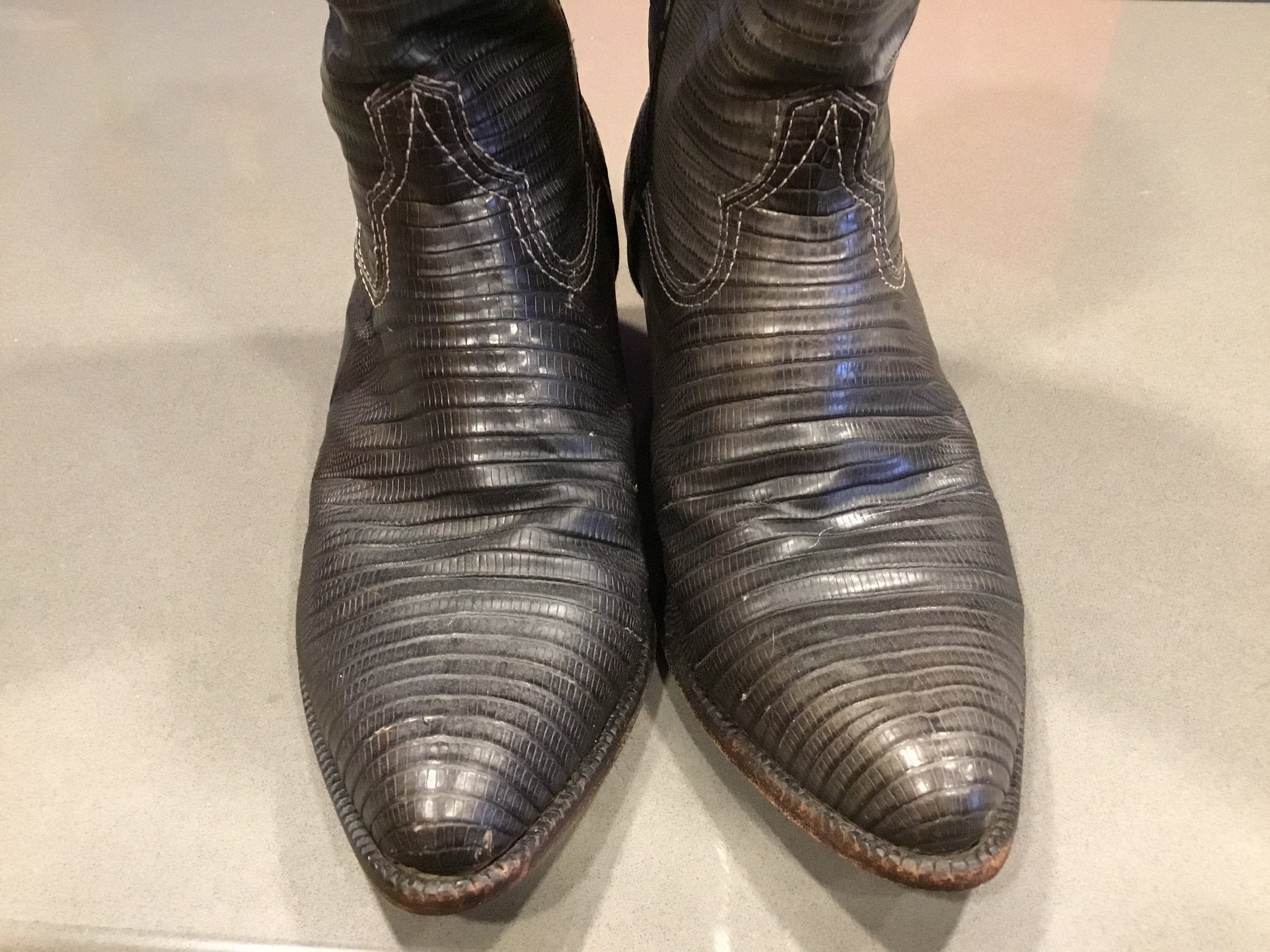 Vintage Western Leather Boots Made of Gray Lizard Skin Mens - Etsy