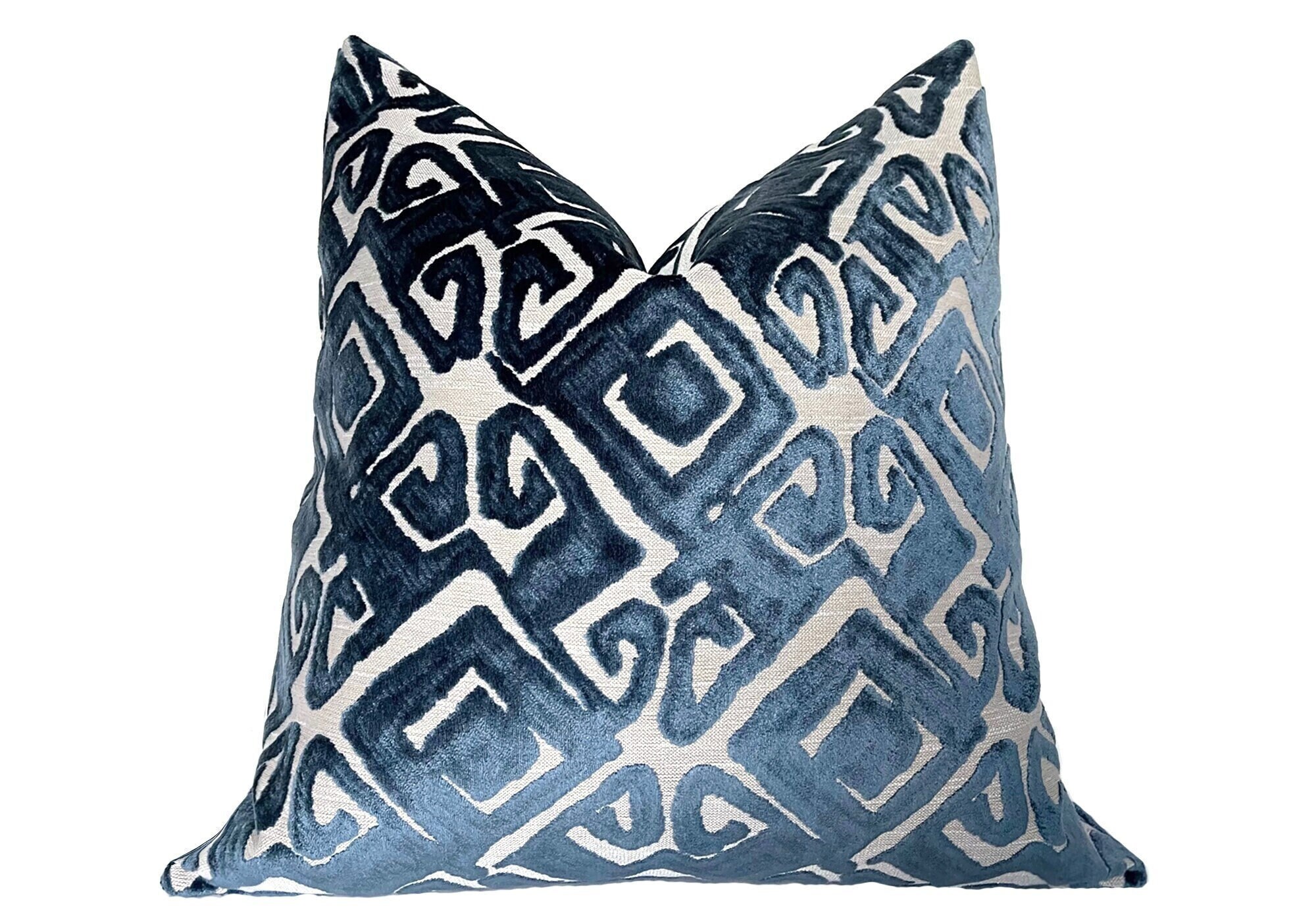 Blue Velvet Throw Pillow Cut Velvet Pillow Cover Luxurious - Etsy