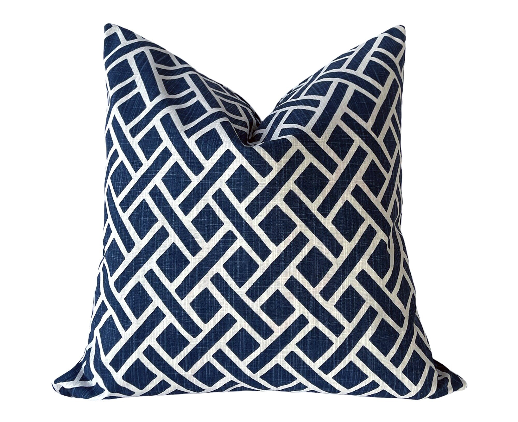 Blue Geometric Pillow Cover: Modern Throw Pillow - Etsy