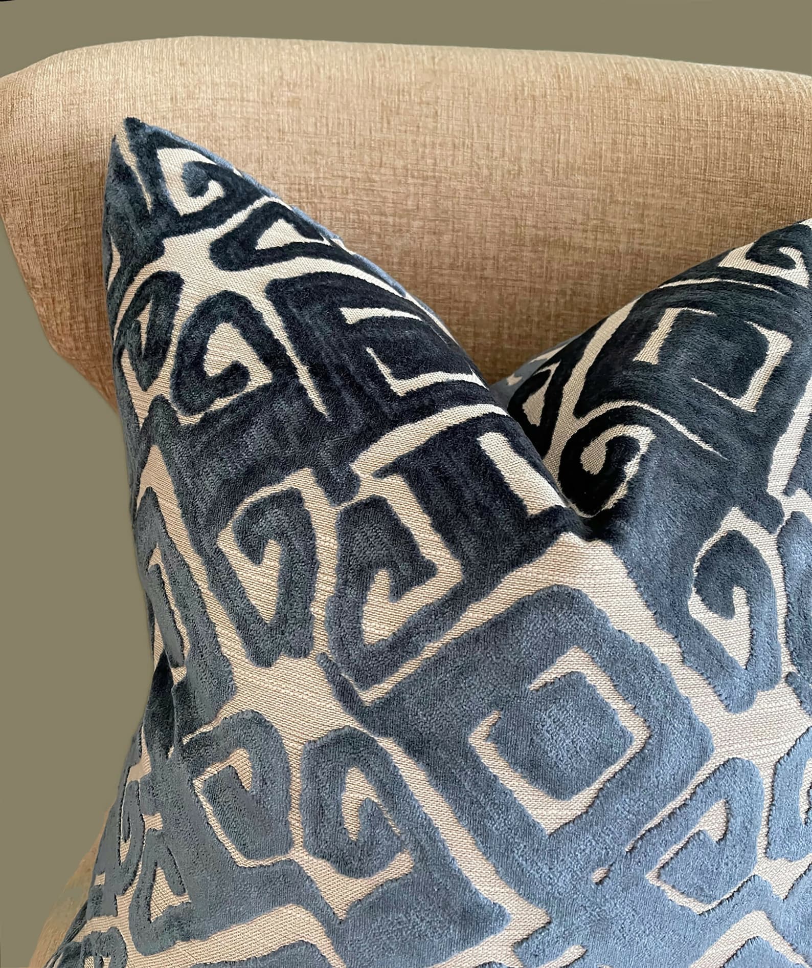 Blue Velvet Throw Pillow Cut Velvet Pillow Cover Luxurious - Etsy