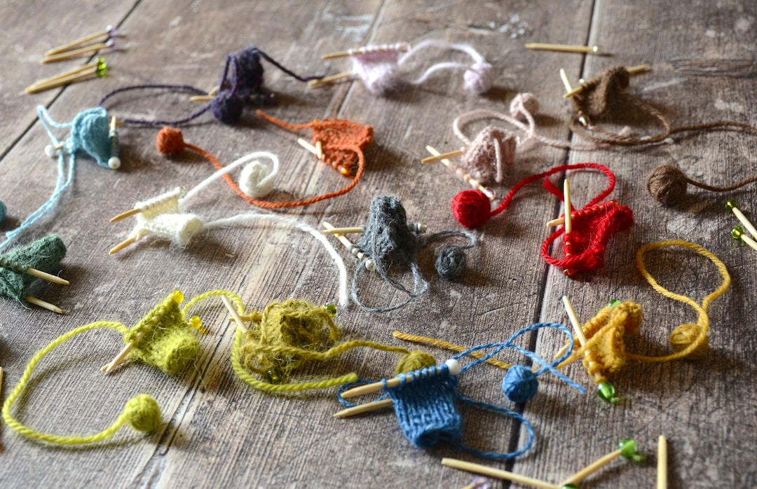 1:12 Scale Miniature Knitting Needles With Knitting and a Basket ...