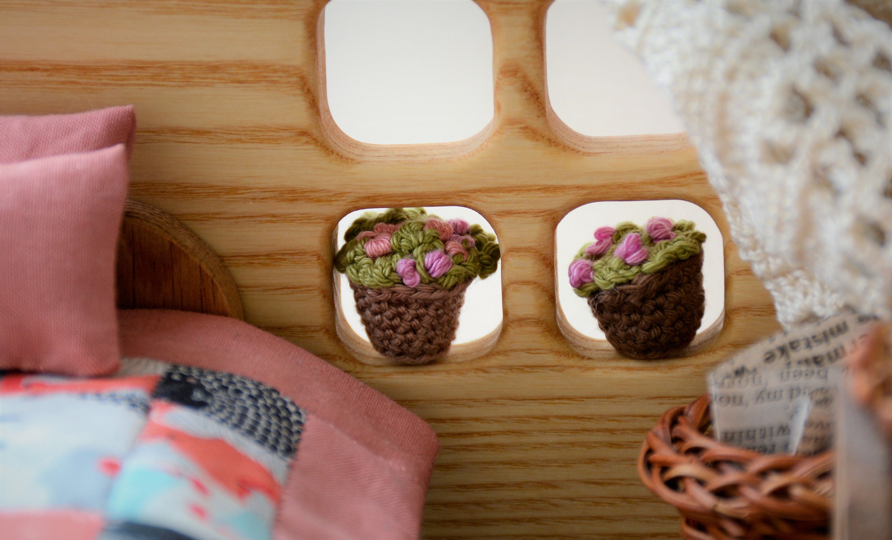 1:12 Scale Miniature Flower Pots and Baskets, Doll House Window Box ...