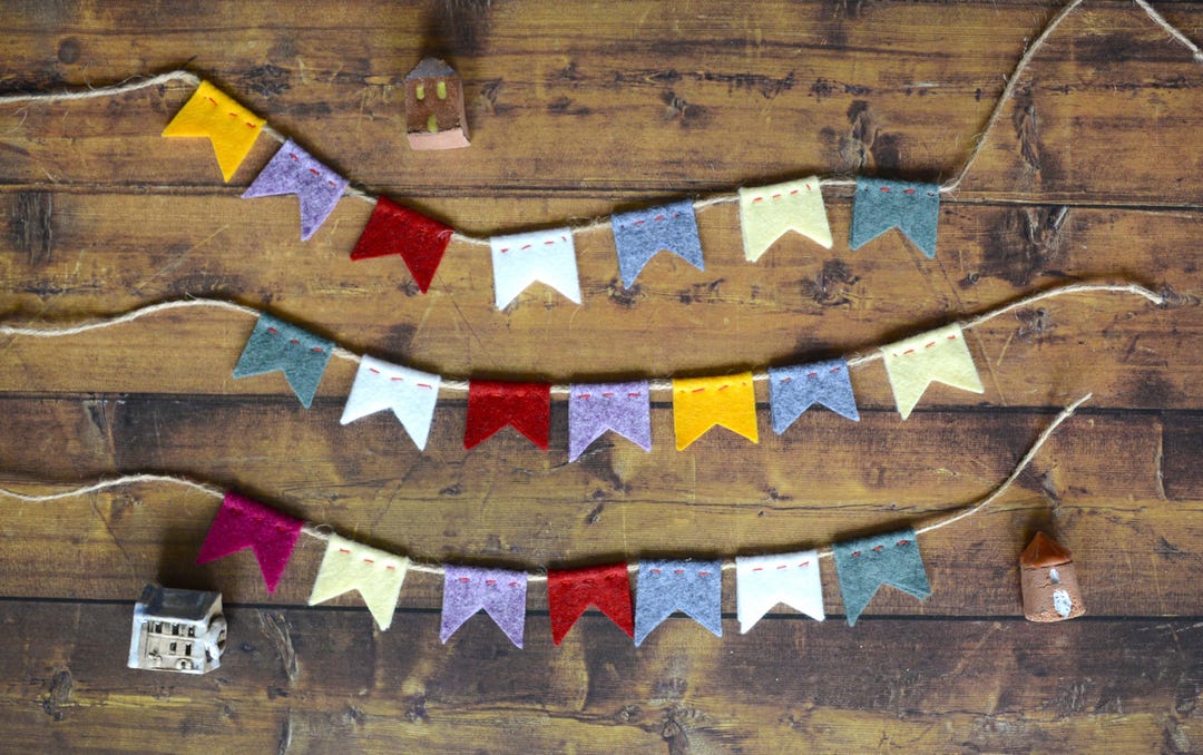 Handmade Miniature Felt Flag Bunting: Dollhouse Party Decor - Etsy