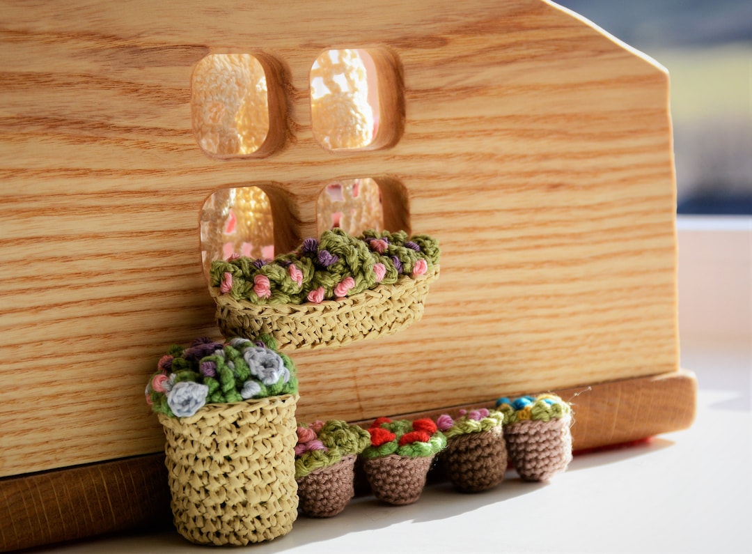 1:12 Scale Miniature Flower Pots and Baskets, Doll House Window Box ...