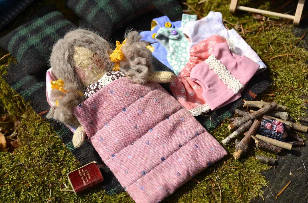Handmade Tilda Style Doll With Clothes and a Quilted Sleeping Bag doll ...