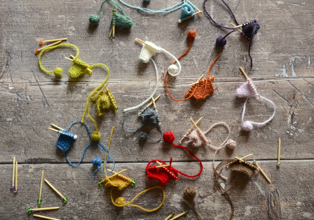 1:12 Scale Miniature Knitting Needles With Knitting and a Basket ...