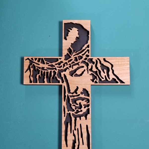 Wood Jesus Face Cross - Etsy