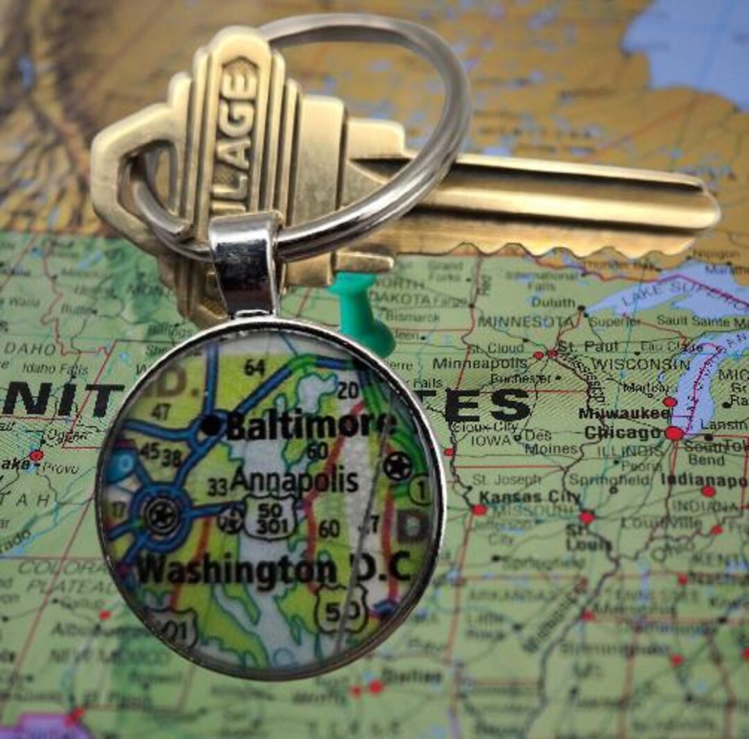 Washington D.C. Map Key Ring - Etsy