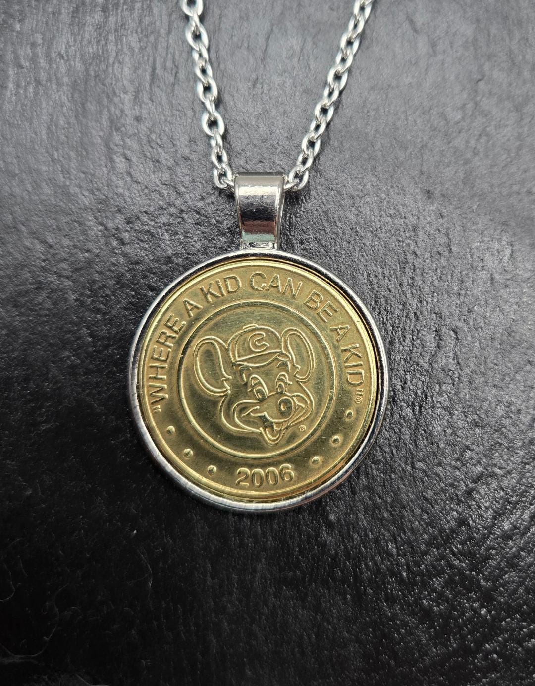Chuck E Cheese Token 2006 With Silver Toned Bezel & Optional Silver ...