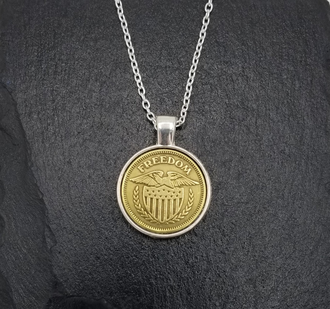 Vintage Freedom Token With Bezel Pendant - Etsy