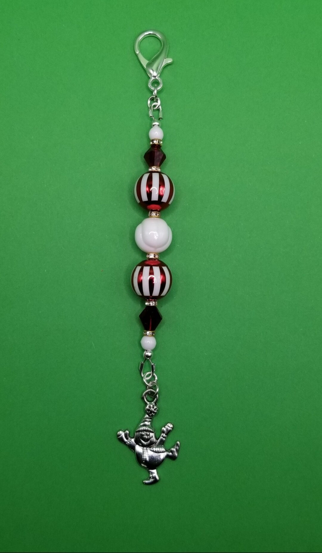 Handcrafted Beaded Christmas Fob With Snowman Charm - Etsy