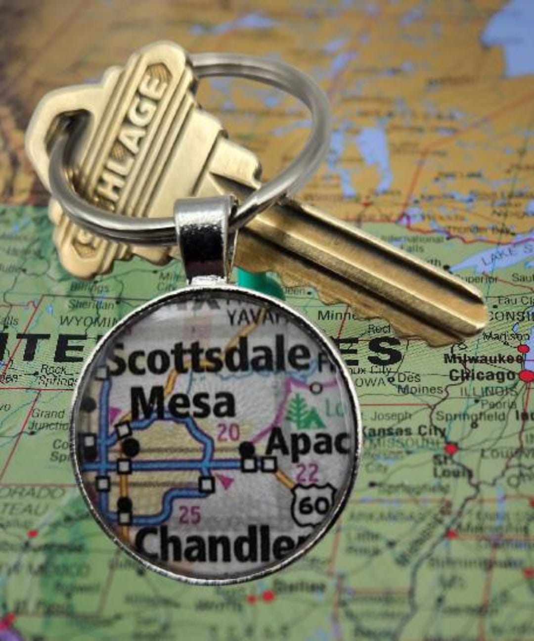 Scottsdale Arizona Map Key Ring - Etsy