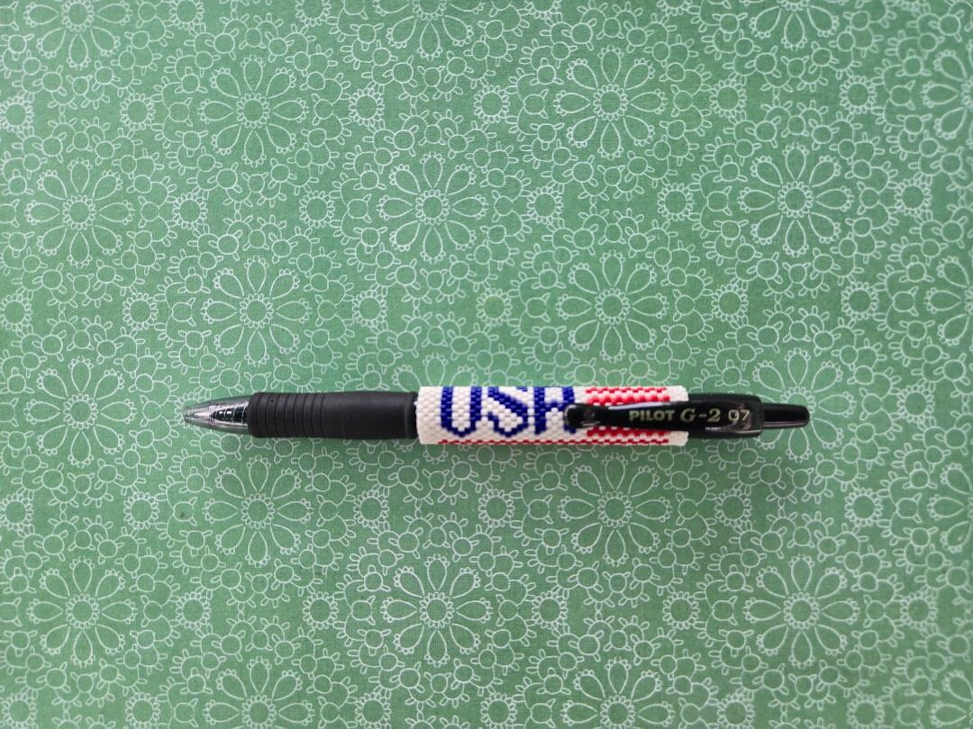 USA Flag Beaded Pen Wrap & Black Pilot G-2 07 Pen - Etsy