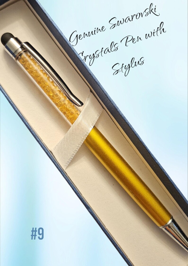 Genuine Swarovski Crystals Refillable Pen With Stylus in Gift Box - Etsy