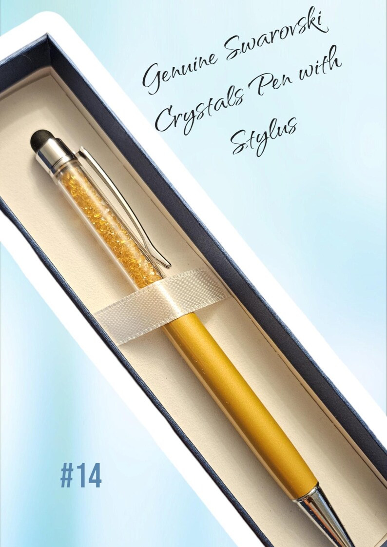 Genuine Swarovski Crystals Refillable Pen With Stylus in Gift Box - Etsy