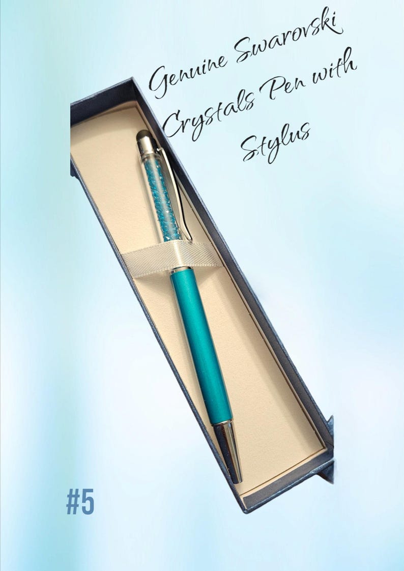 Genuine Swarovski Crystals Refillable Pen With Stylus in Gift Box - Etsy