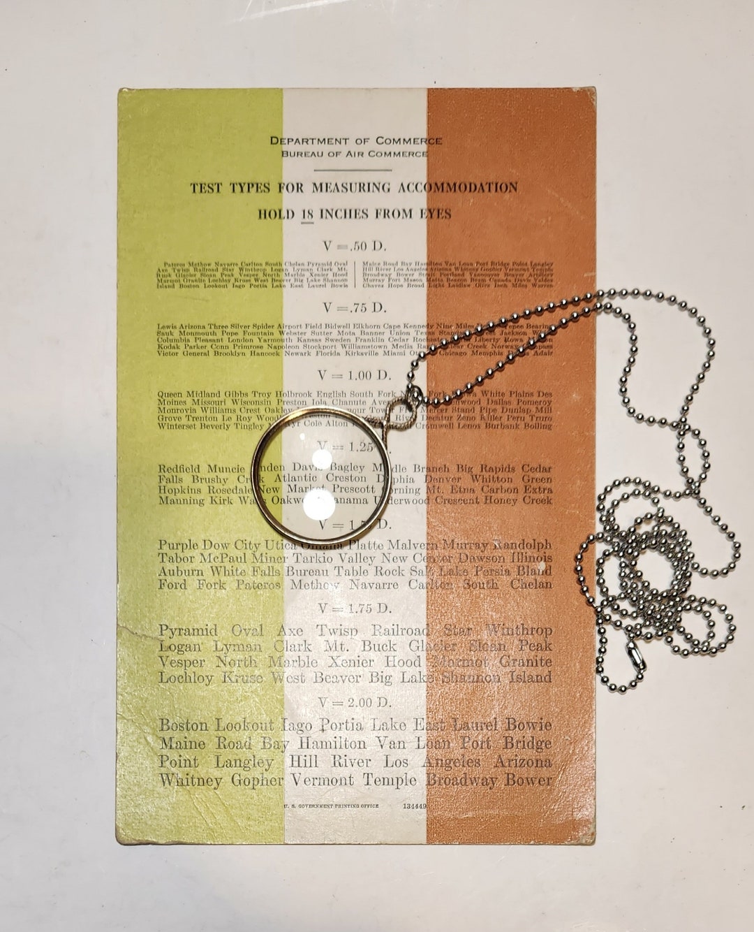 Magnifying Necklace. Antique Trial Lens. 4.25X Magnifier. Optical ...