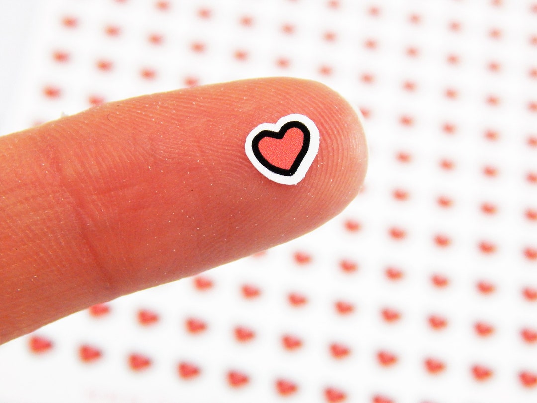 169 Teeny Tiny Heart Stickers, Little Pink or Red Heart Stickers, Tiny ...