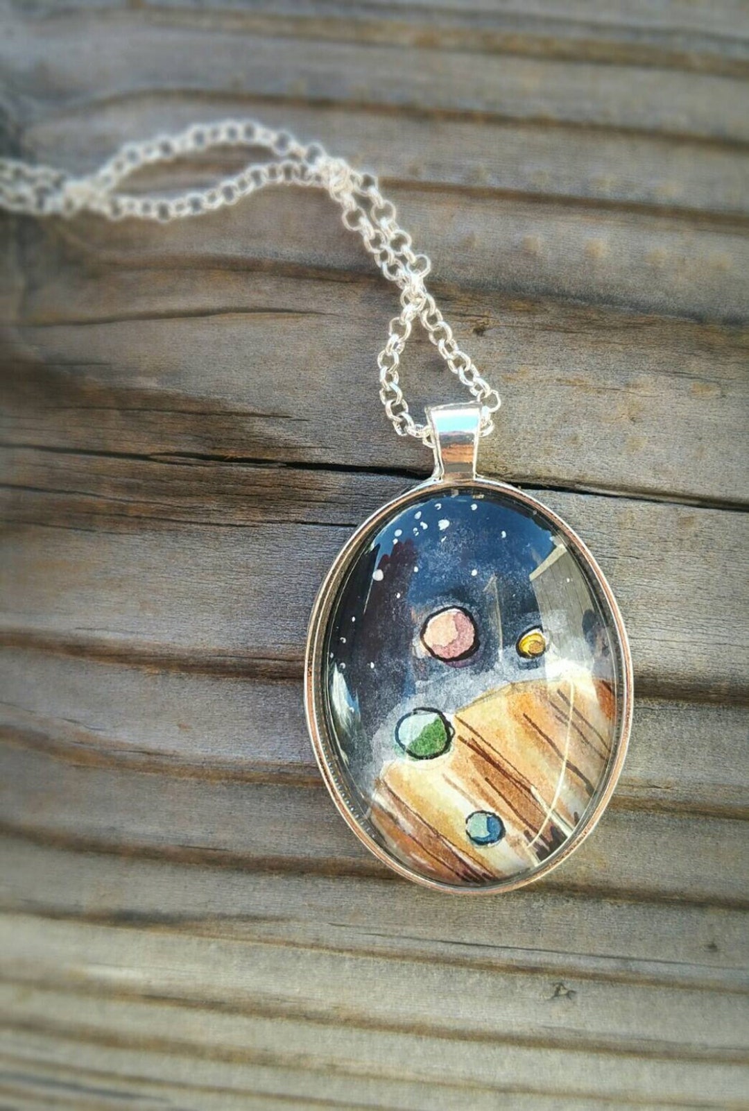 Jupiter Necklace, Jupiter and Its Moons, Planet Jupiter and 4 Moons ...