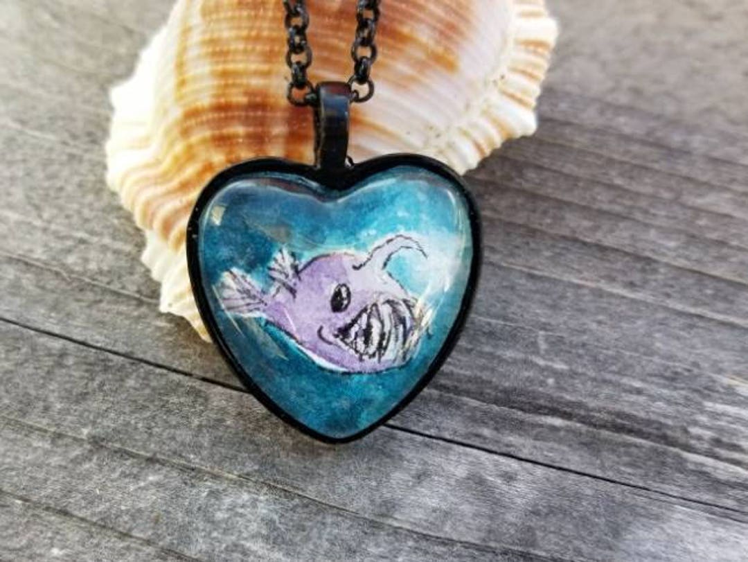 Anglerfish Necklace. Hand Painted Angler Fish, Wearable Art, Quirky ...